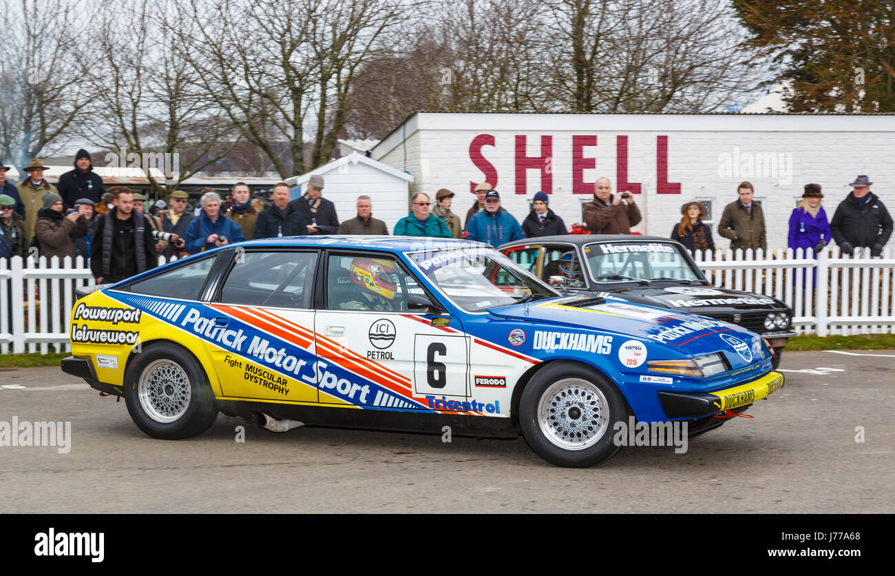 1980 Rover 3500 SDI with driver Chris Ward leaves the paddock for the ...