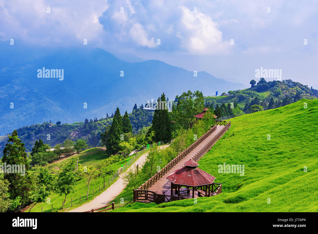View of Qingjing farm nature and pavilion Stock Photo - Alamy