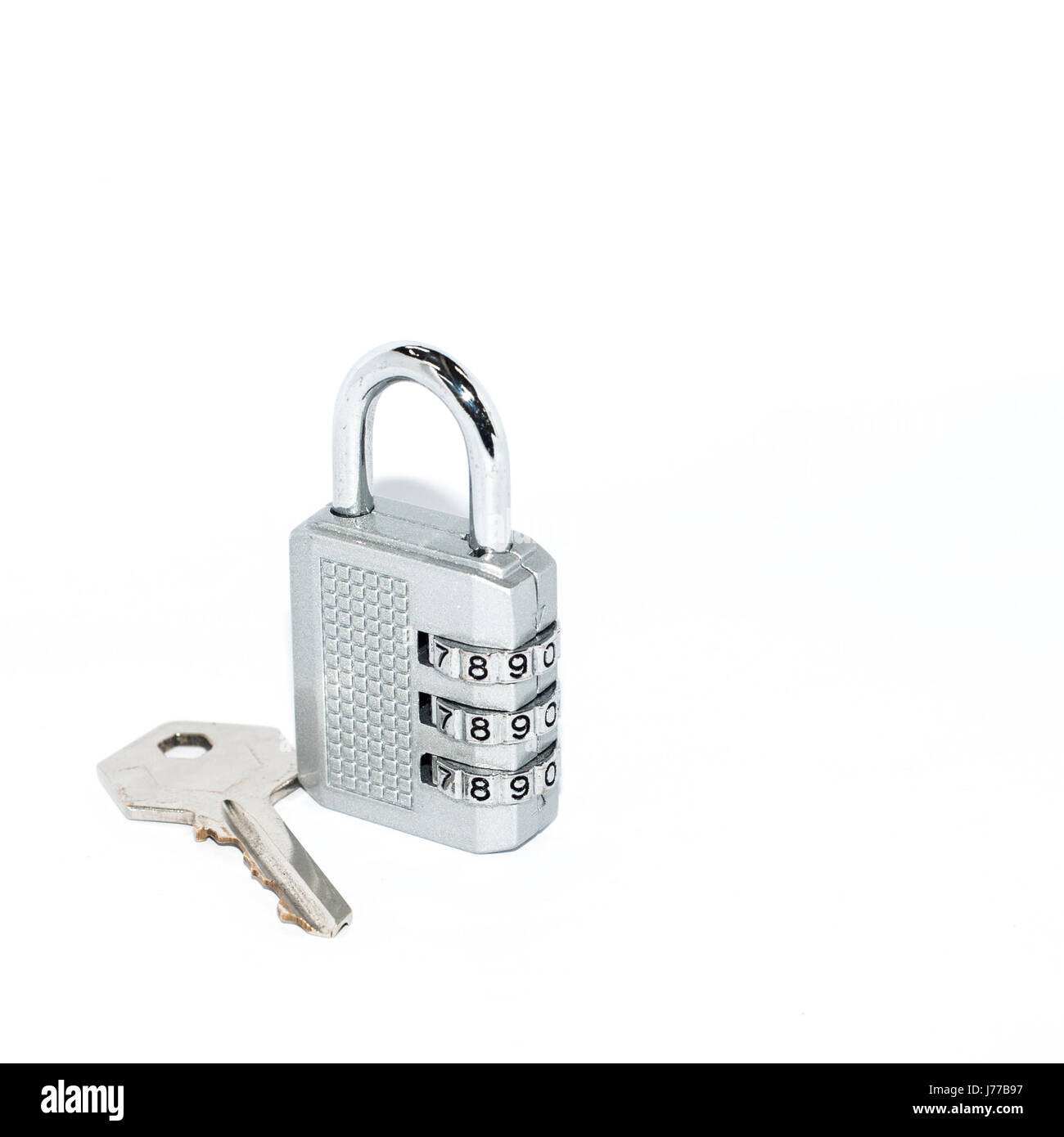 Numbered Security Lock With Key On Isolated White Stock Photo - Alamy