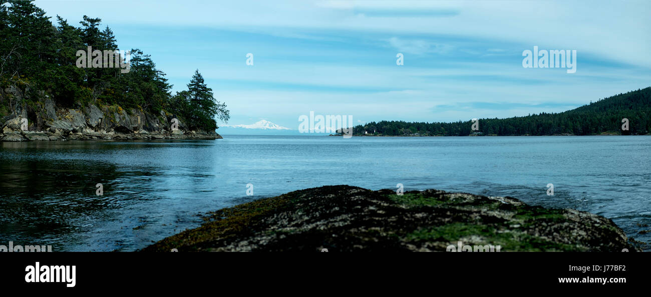 Beautiful panorama view from Galiano Island ferry terminal with Mt ...