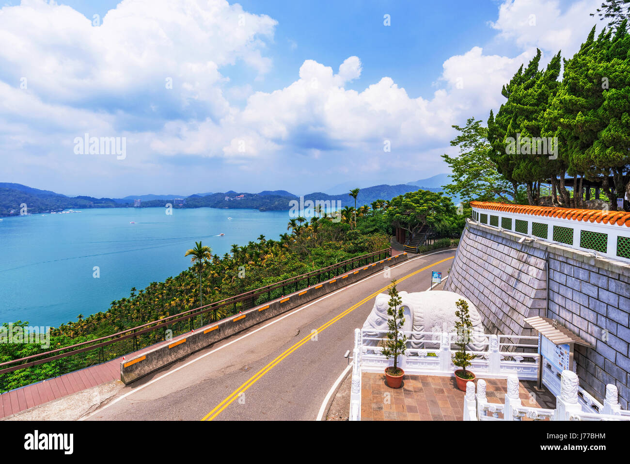 Sun Moon Lake view with a rural road Stock Photo - Alamy