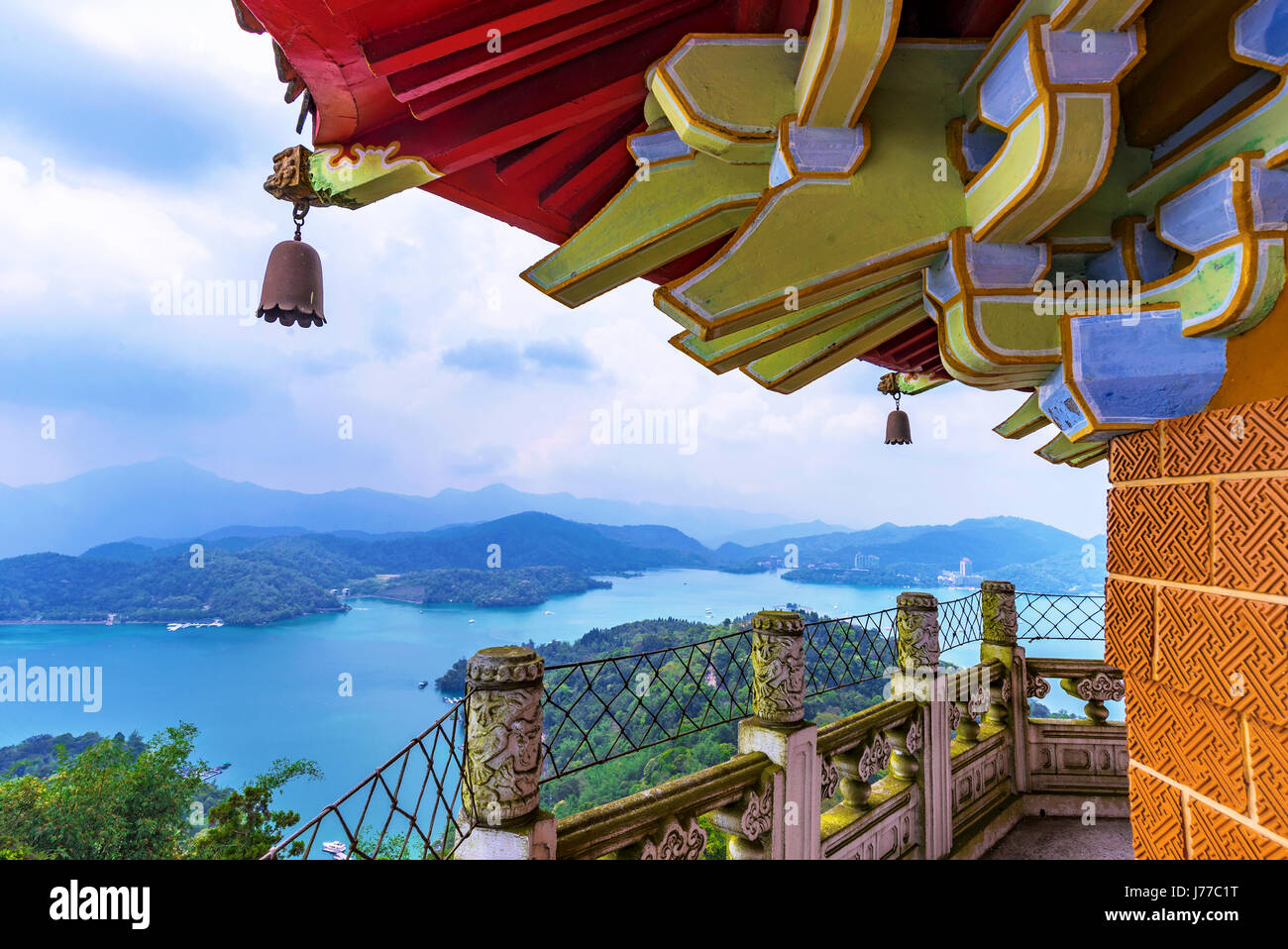 Ci'en pagoda architecture with Sun Moon Lake Stock Photo - Alamy