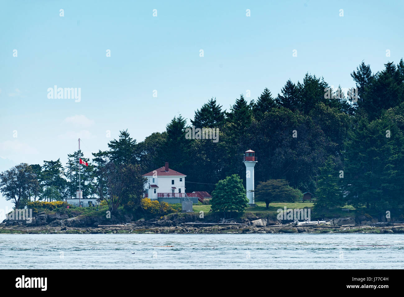 Historic active passage Lighthouse in Mayne Island, BC,Canada 2 Stock ...