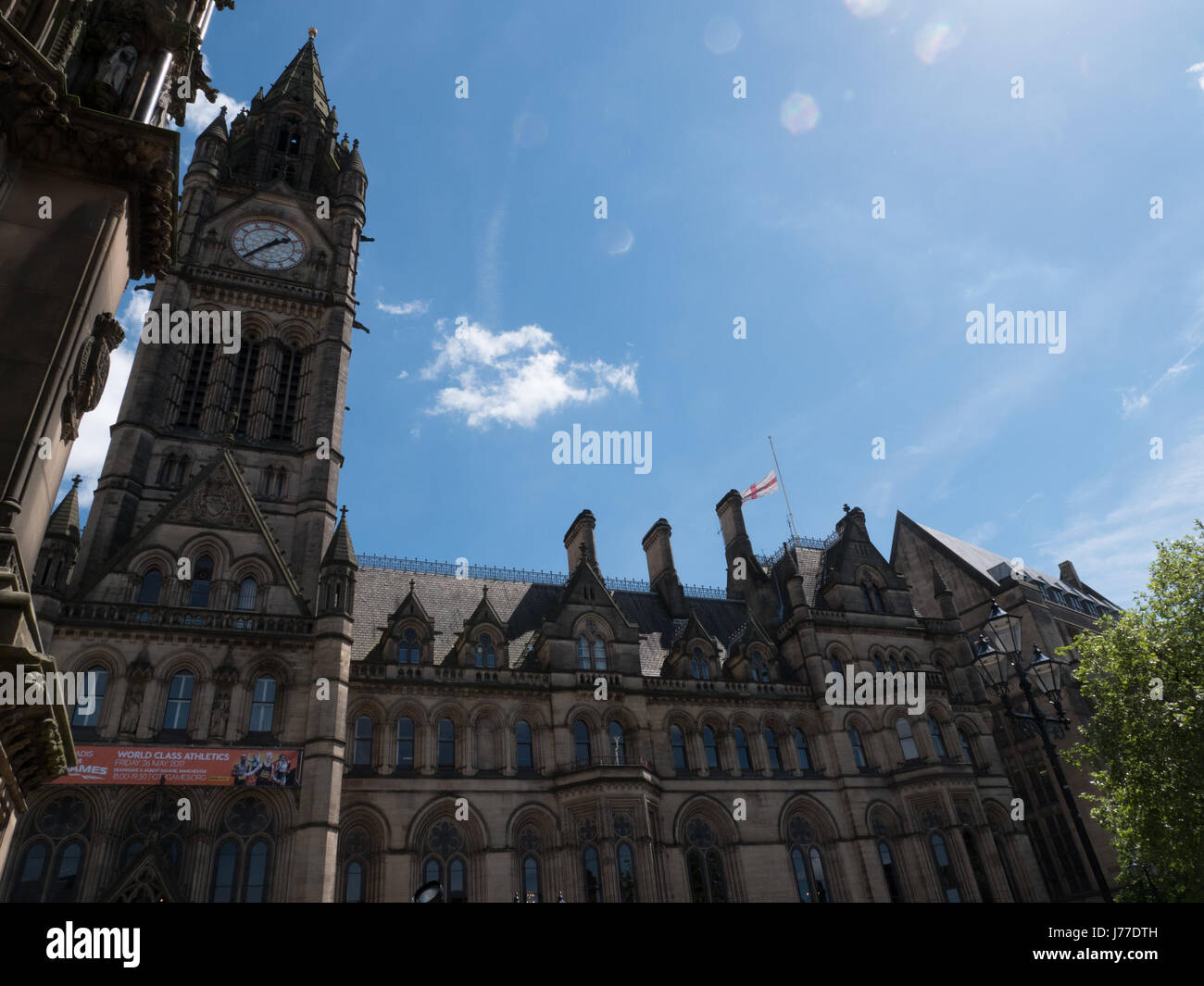 Manchester, UK. 23rd May, 2017. The England flag flying at half mast on ...