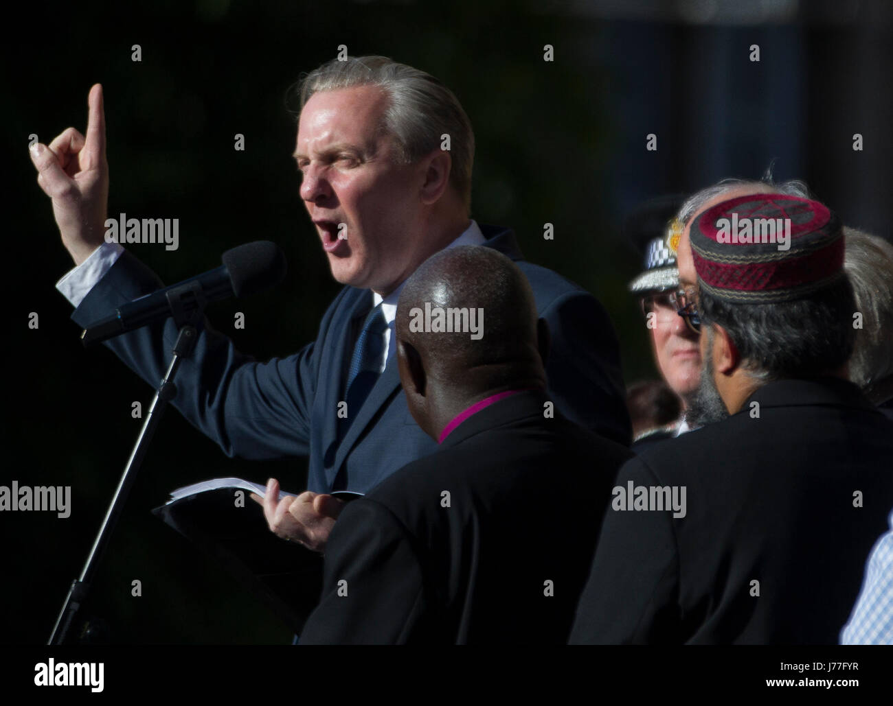Albert Square, Manchester, UK. 23rd May, 2017. Manchester poet Tony ...
