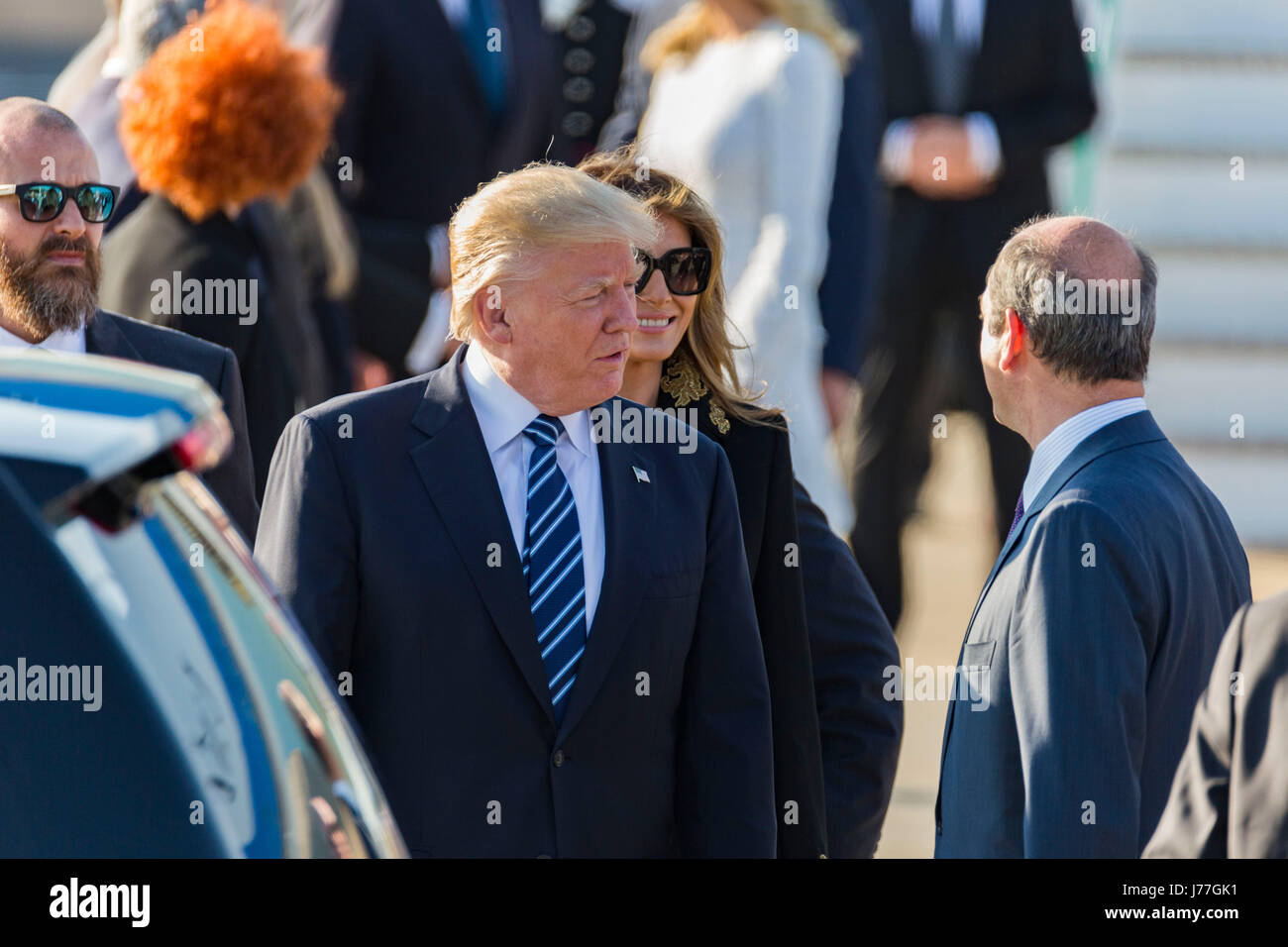 Donald Trump arrives in Rome Italy on board Air Force One Stock Photo ...