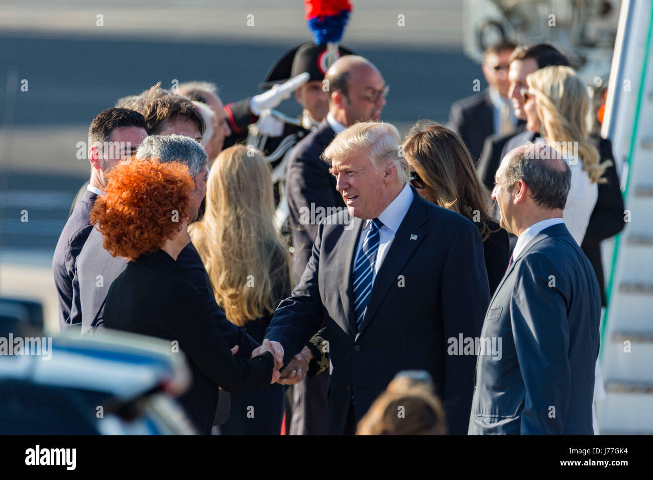 Donald Trump arrives in Rome Italy on board Air Force One Stock Photo ...