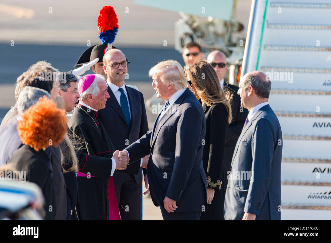 Donald Trump arrives in Rome Italy on board Air Force One Stock Photo ...