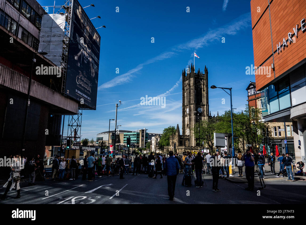 Manchester, UK. 23rd May 2017. The worlds media gathers at a police ...