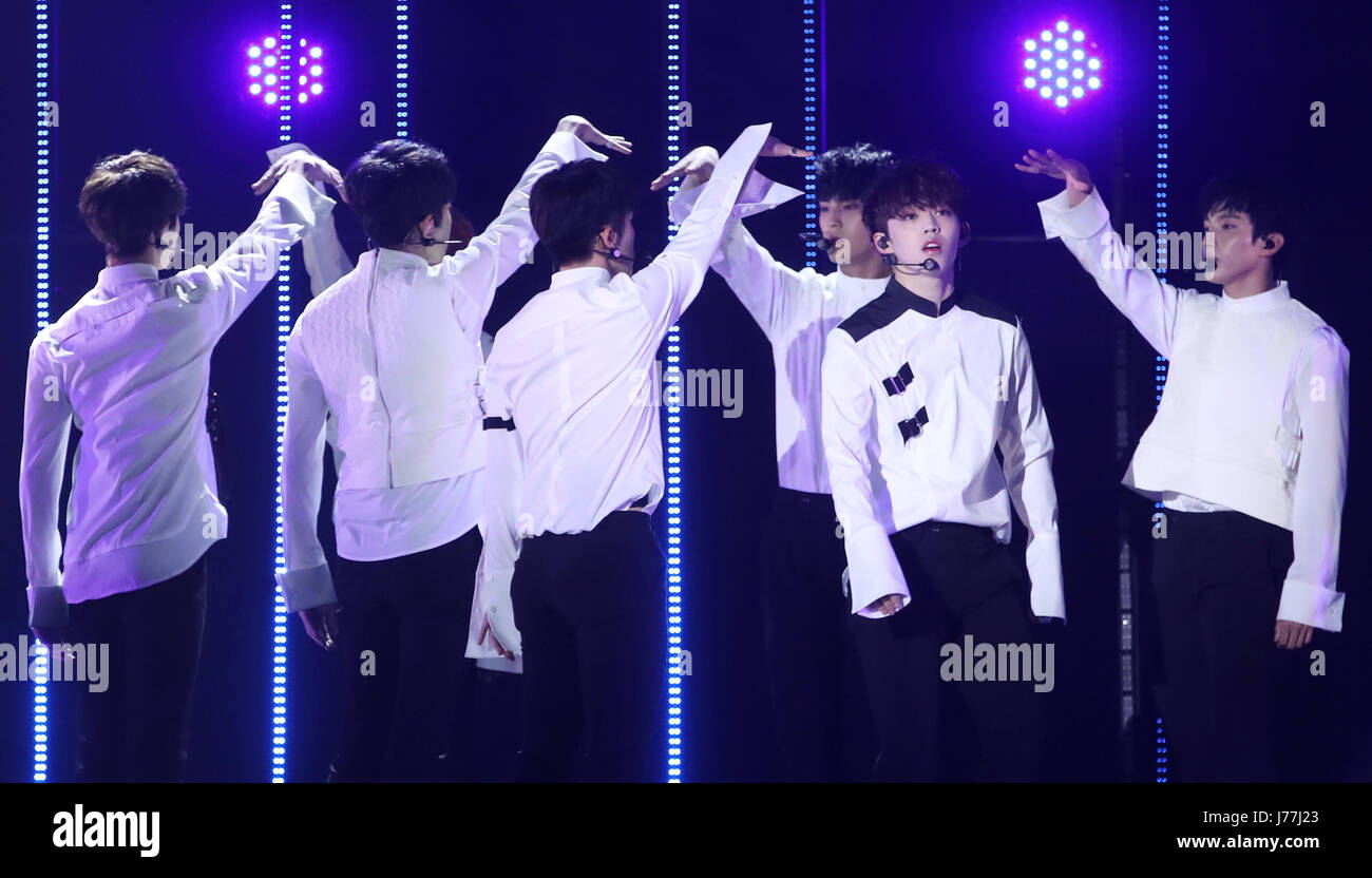 S. Korean boy group Seventeen South Korean boy group Seventeen performs ...