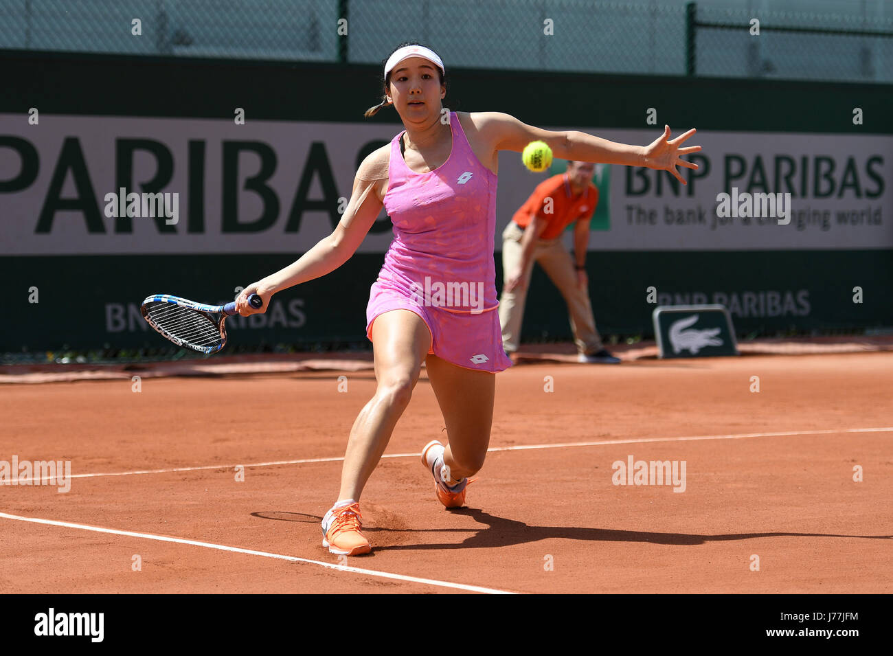 Paris. 23rd May, 2017. Chinese player Zhang Kailin returns the ball to ...