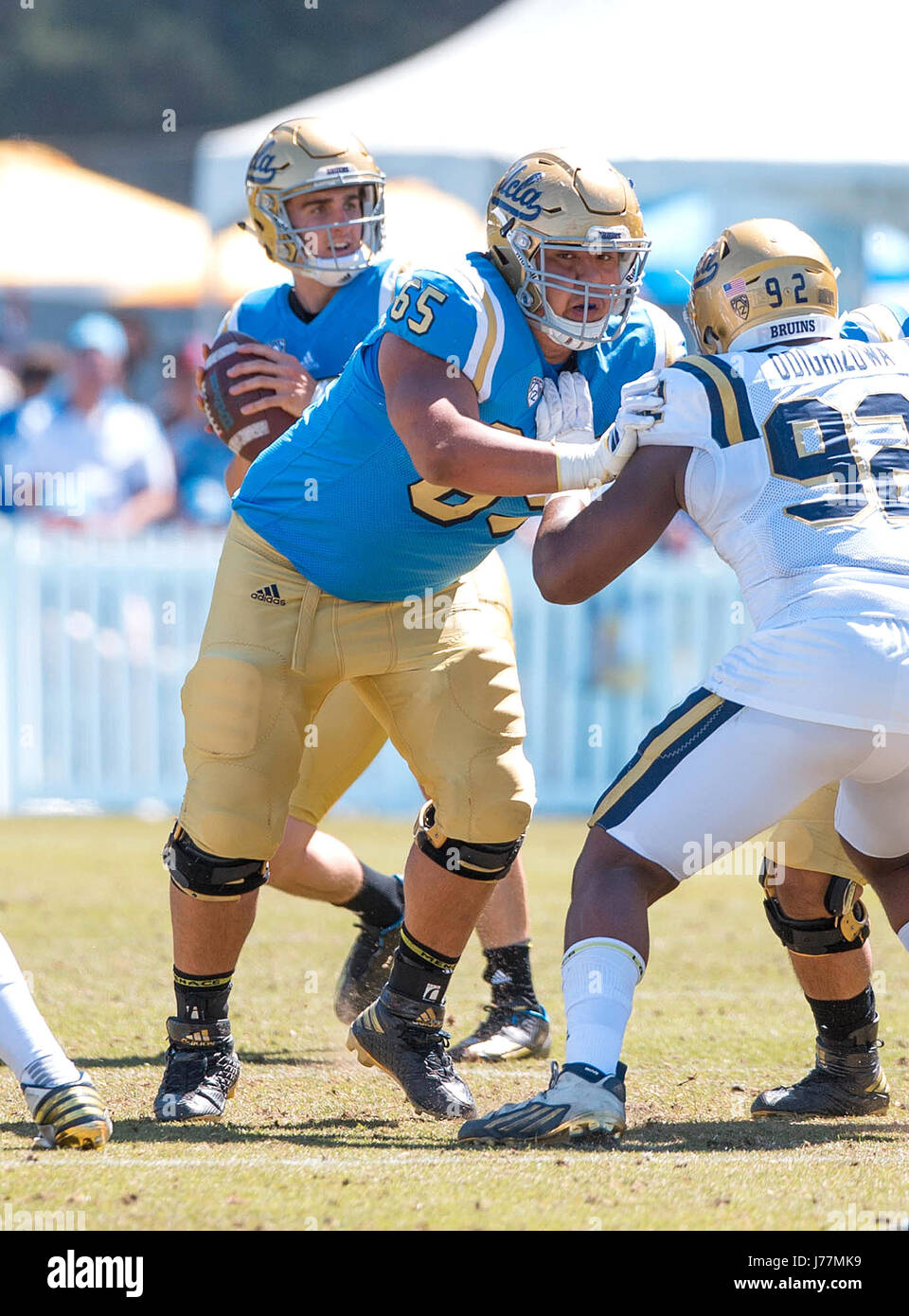 Los Angeles, CA, USA. 29th Apr, 2017. UCLA lineman (65) Paco Perez in ...