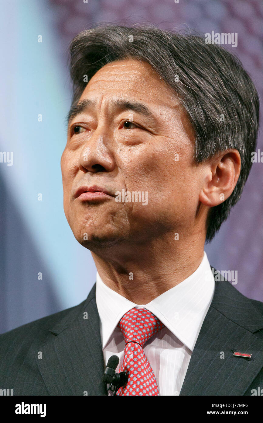 NTT DOCOMO President Kazuhiro Yoshizawa attends the launch event for 8 ...