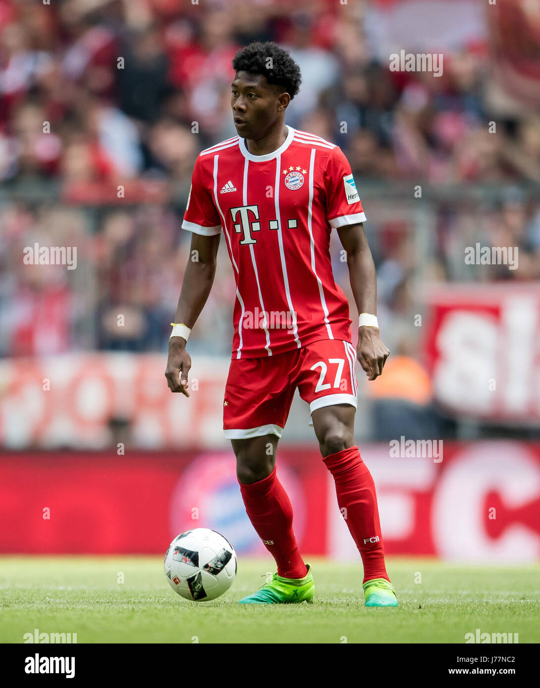 Munich's David Alaba on the ball during the German Bundesliga soccer ...