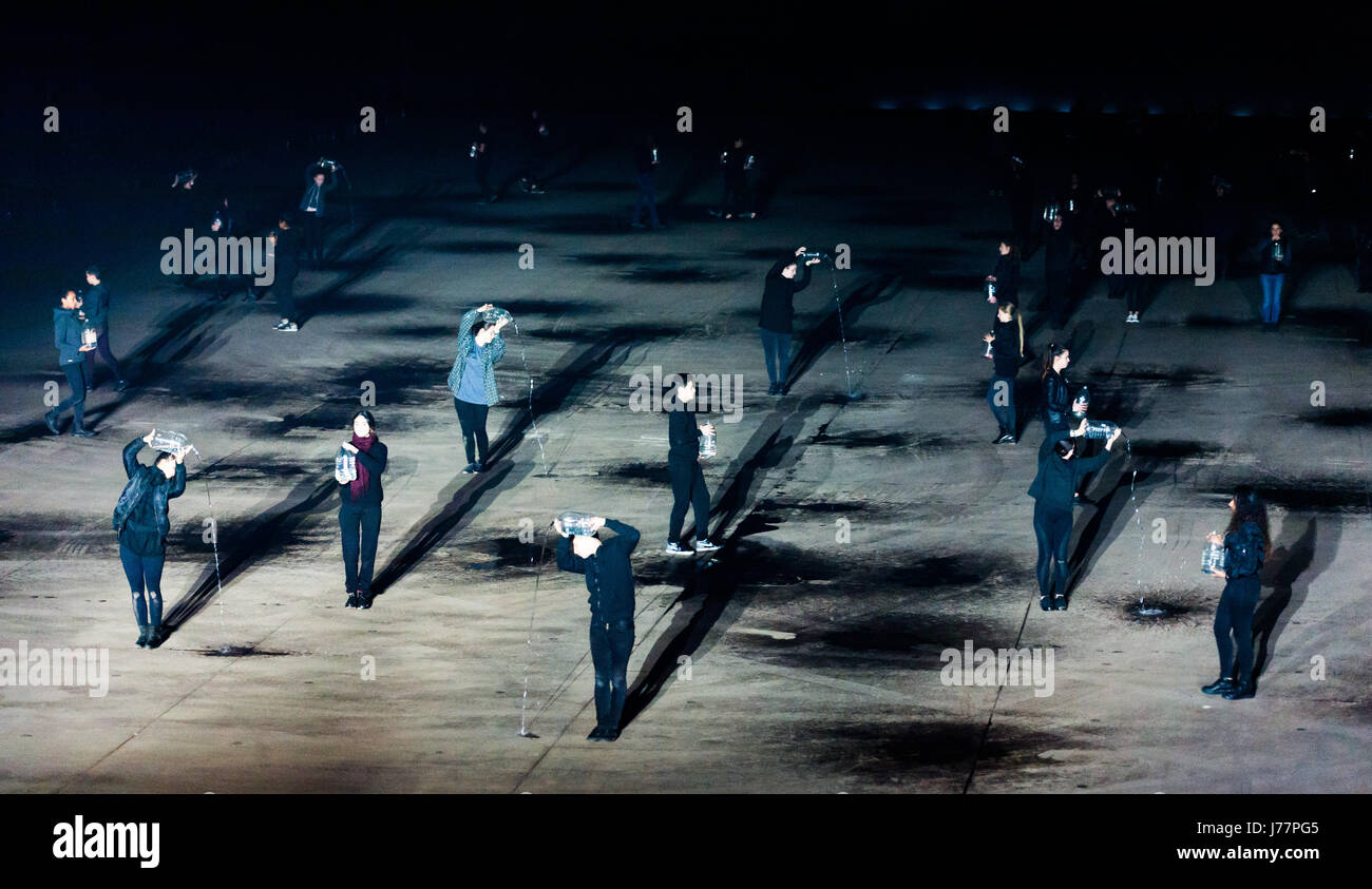 Actors on stage during a rehearsal of Lemi Ponifasio's Children of Gods ...