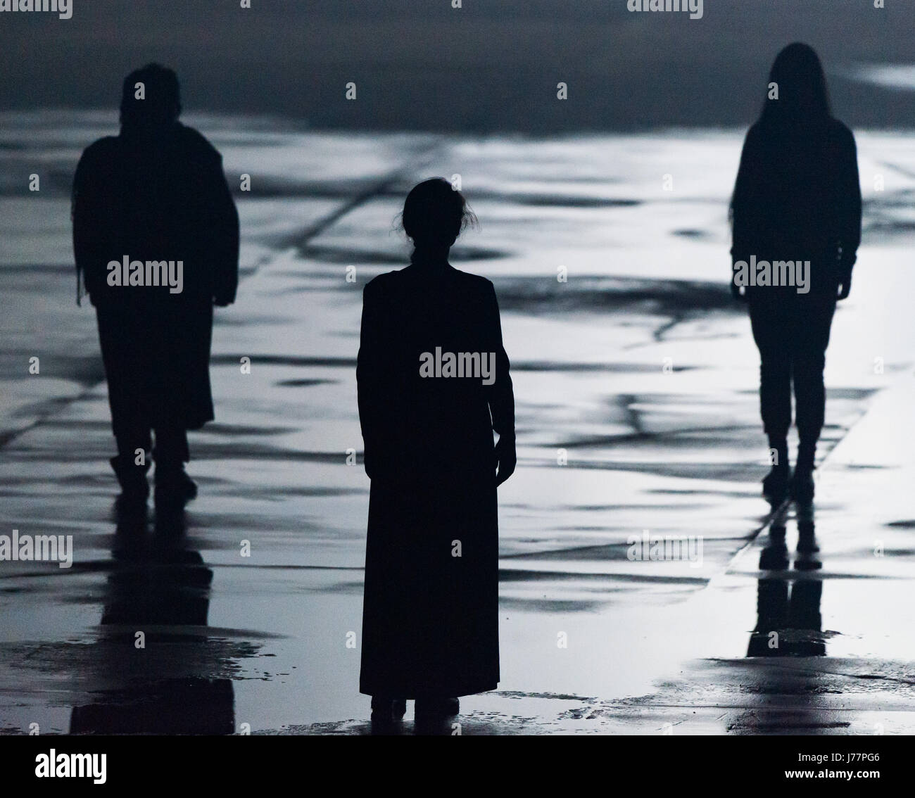 Actors on stage during a rehearsal of Lemi Ponifasio's Children of Gods ...
