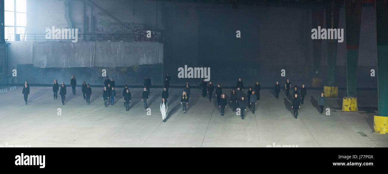 Actors on stage during a rehearsal of Lemi Ponifasio's Children of Gods ...