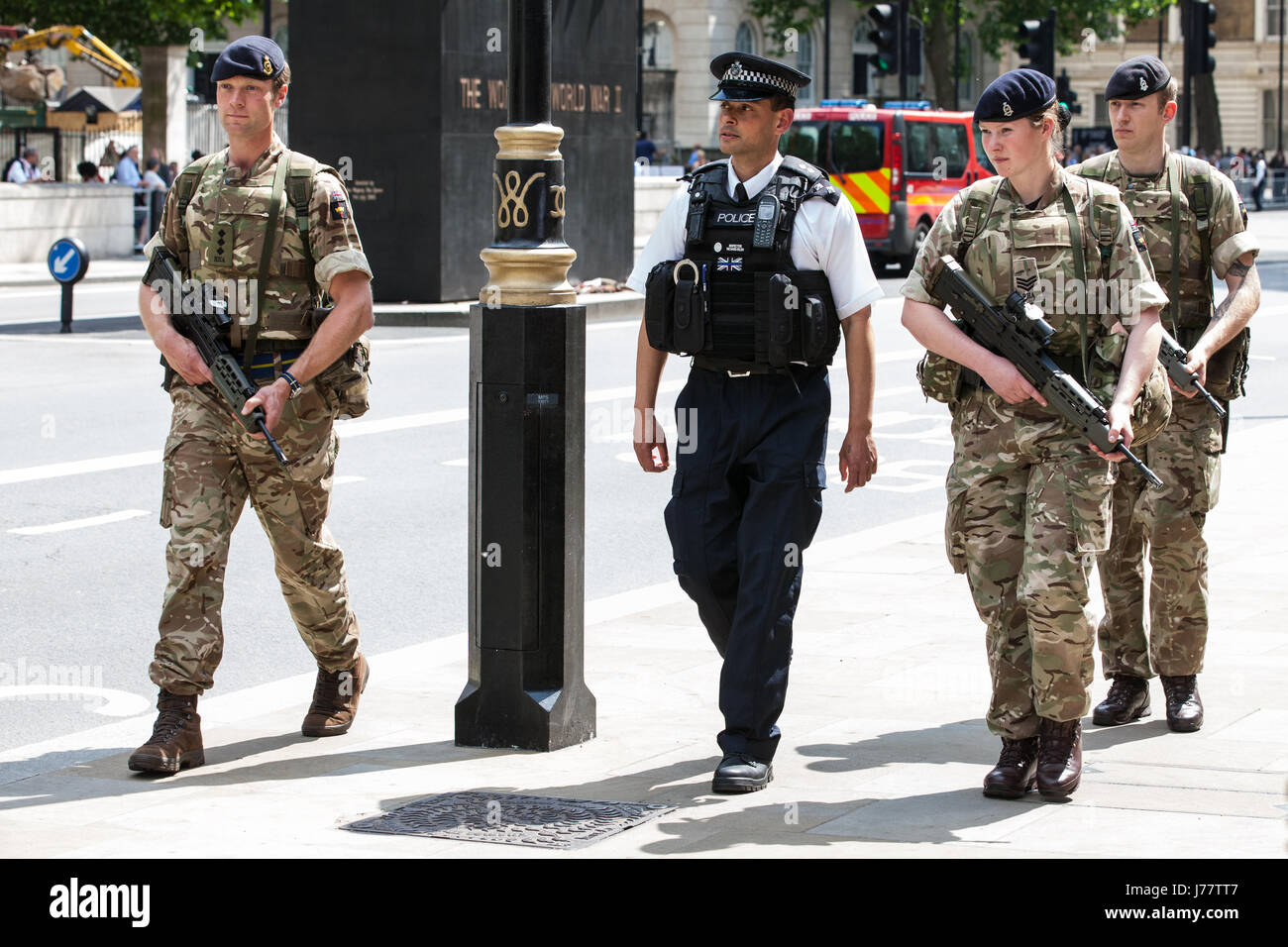 London, UK. 24th May, 2017. Operation Temperer: Soldiers and police ...