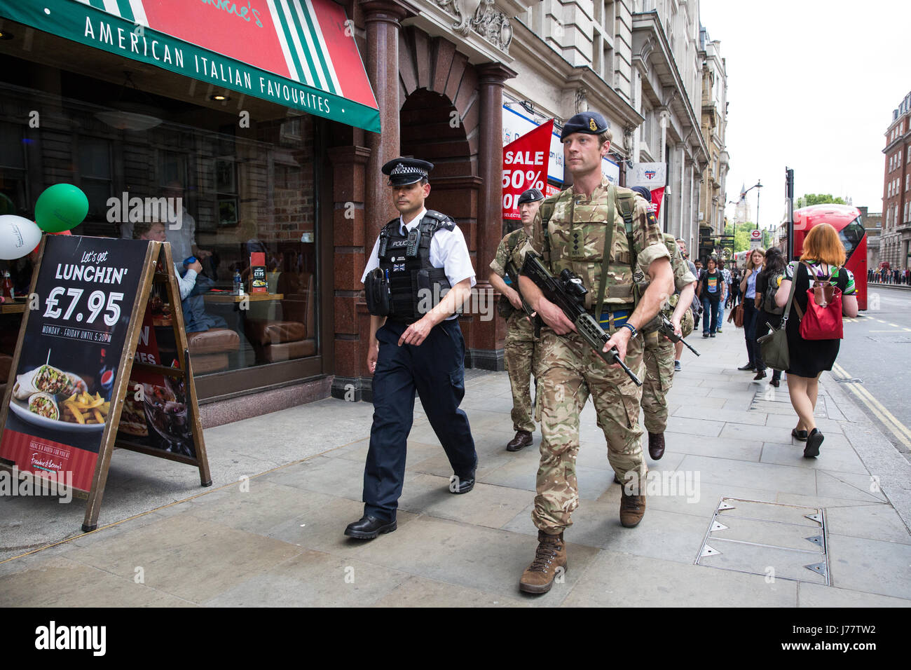 London, UK. 24th May, 2017. Operation Temperer: Soldiers and police ...