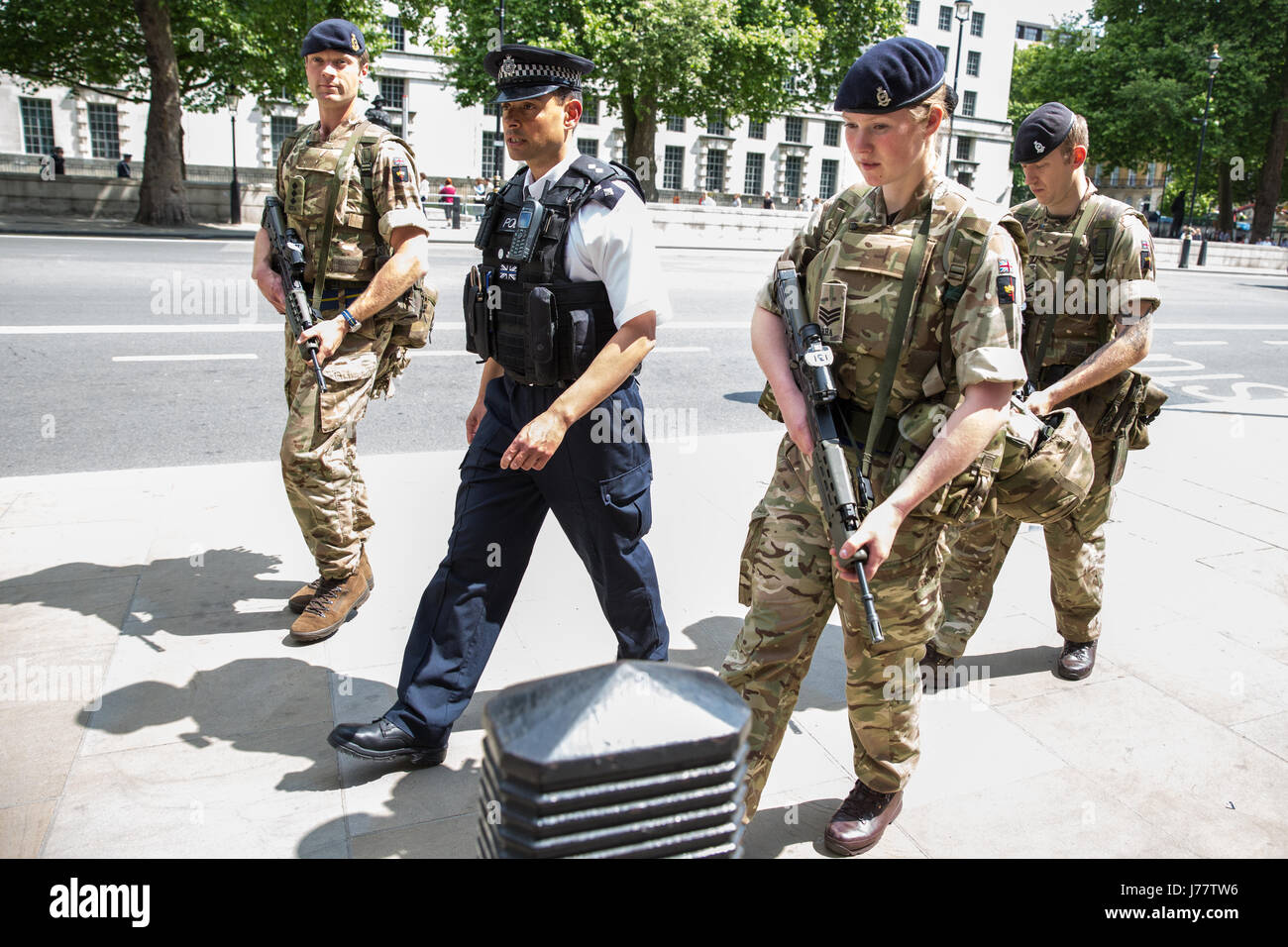 London, UK. 24th May, 2017. Operation Temperer: Soldiers and police ...