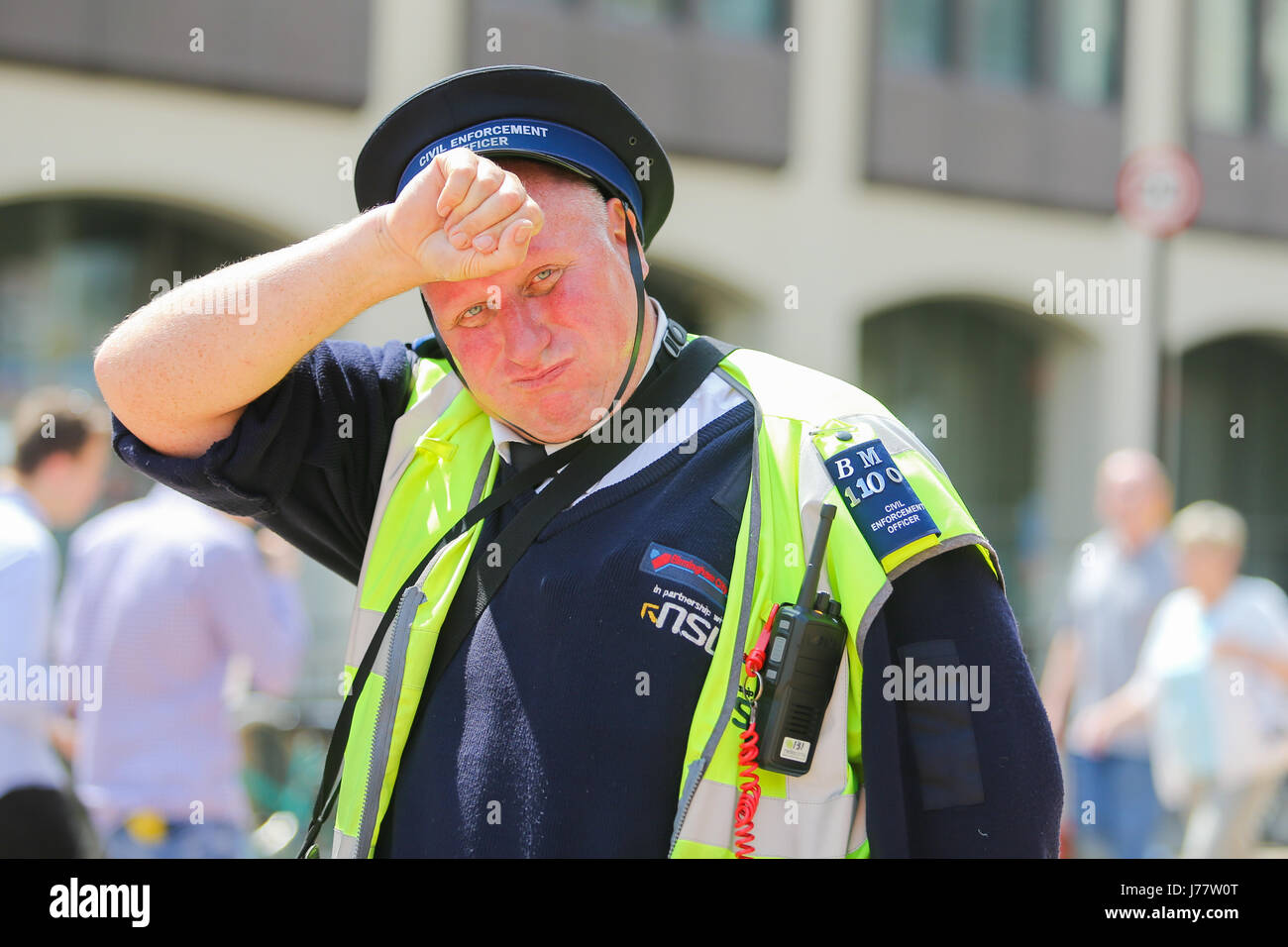 Civil Enforcement Officer at work on a hot day weather Stock Photo - Alamy