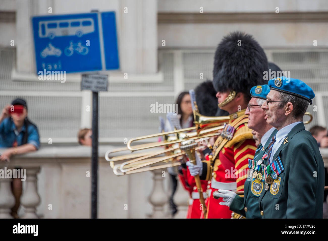 London, UK. 24th May, 2017. Blue berets worn with pride by old soldiers ...