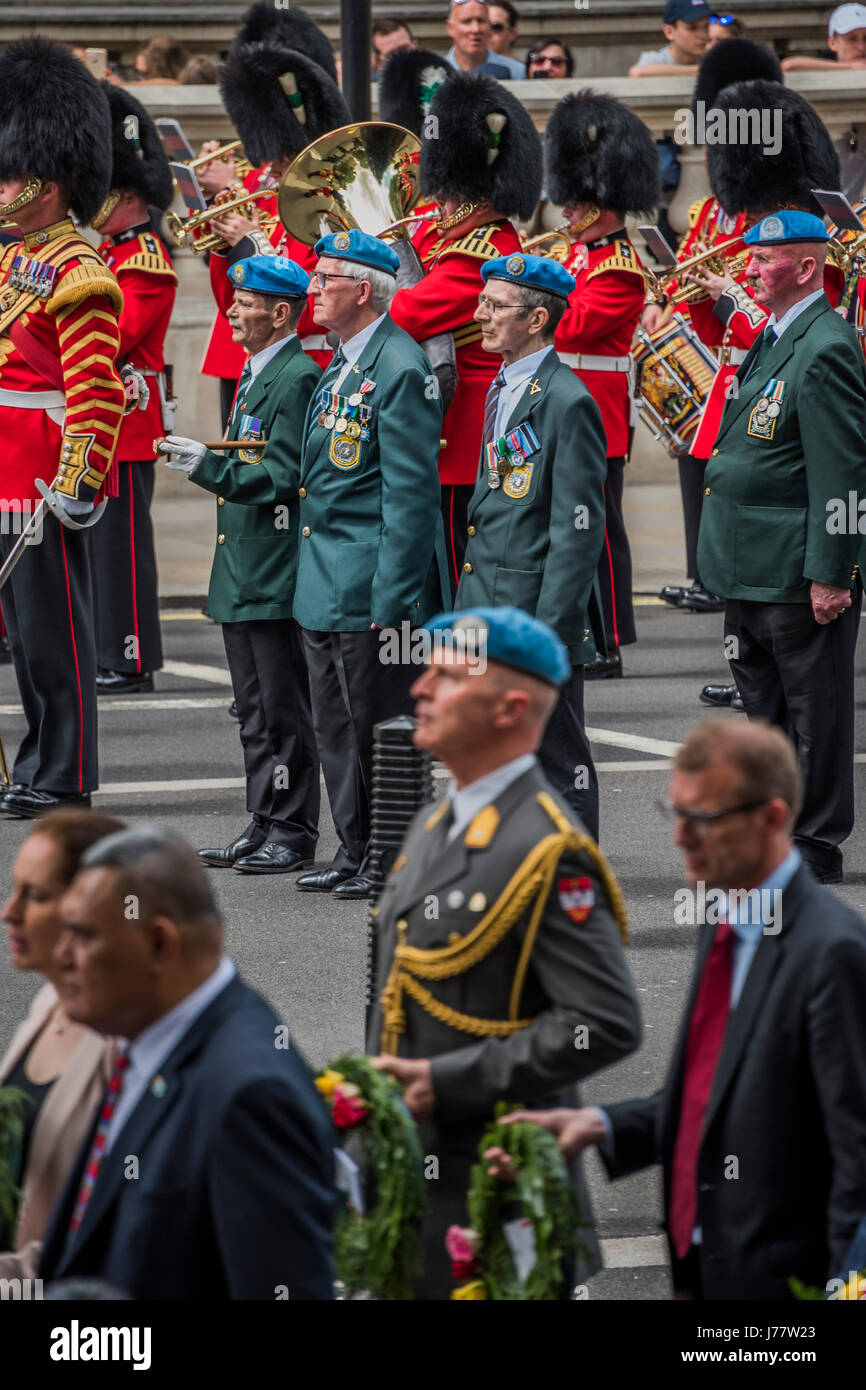 London, UK. 24th May, 2017. Blue berets worn with pride by old soldiers ...