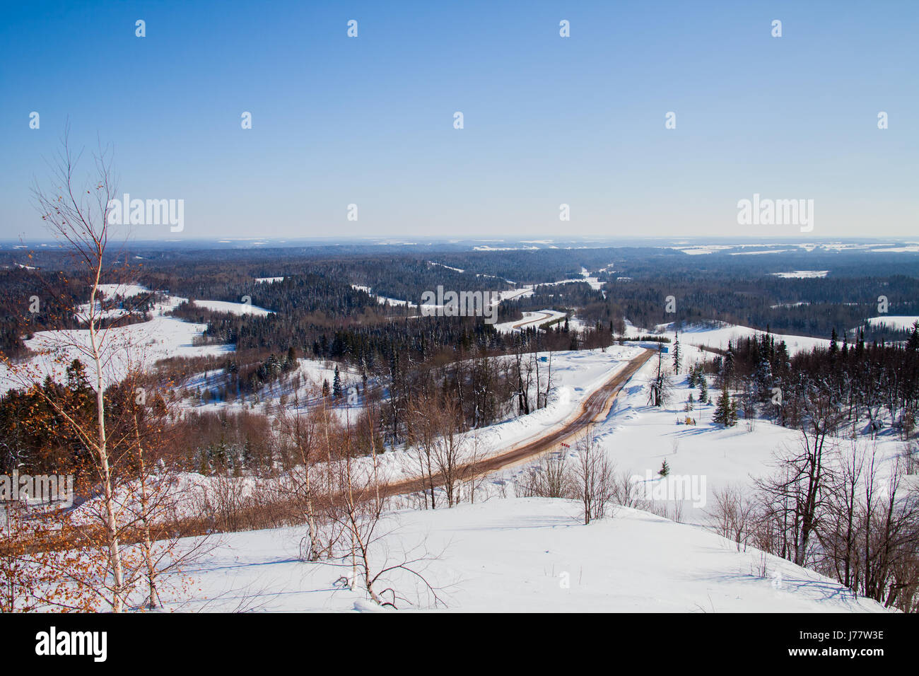 Beautiful winter landscape on the Ural expanses, view from the White ...