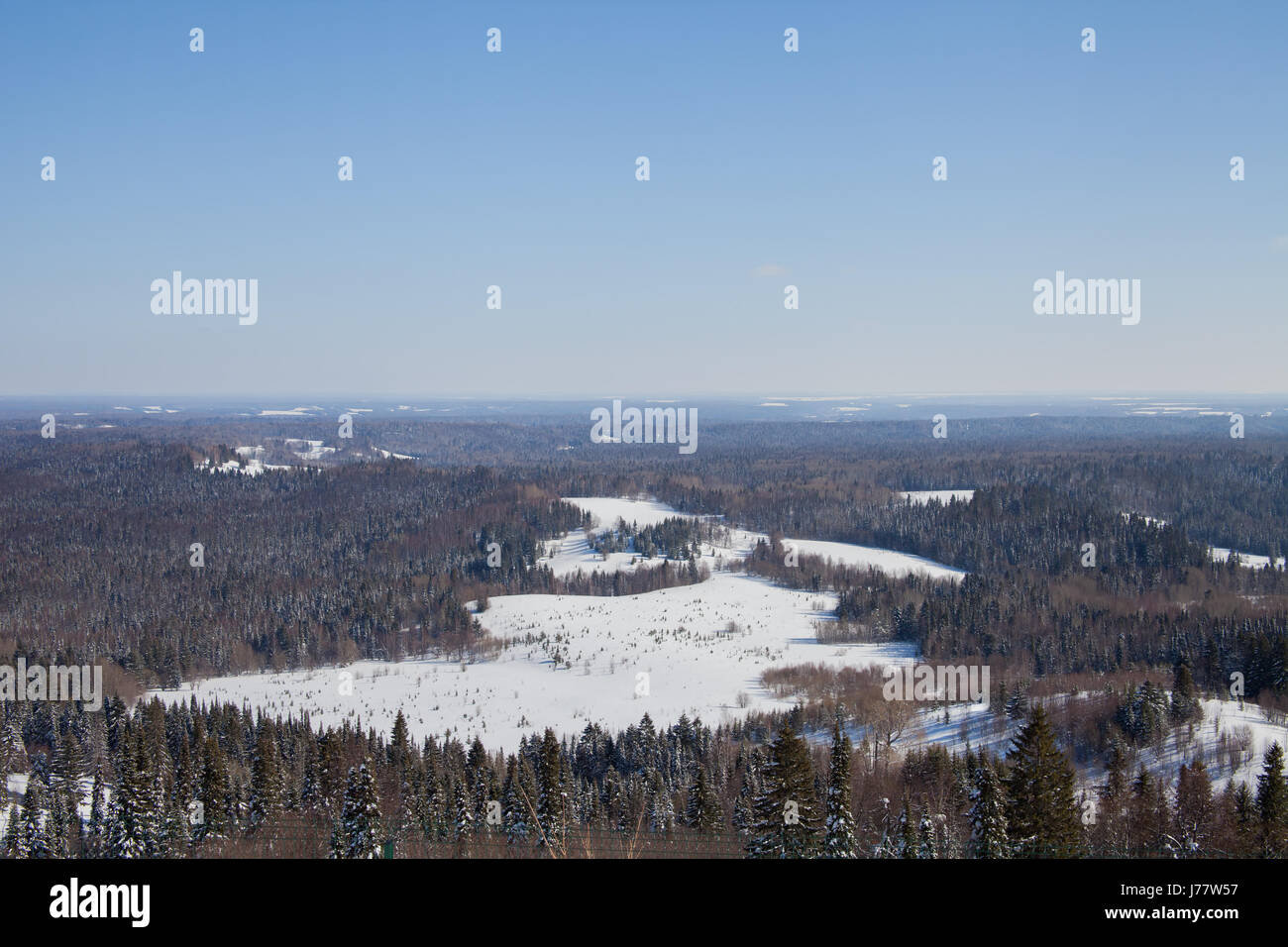 Beautiful winter landscape on the Ural expanses, view from the White ...
