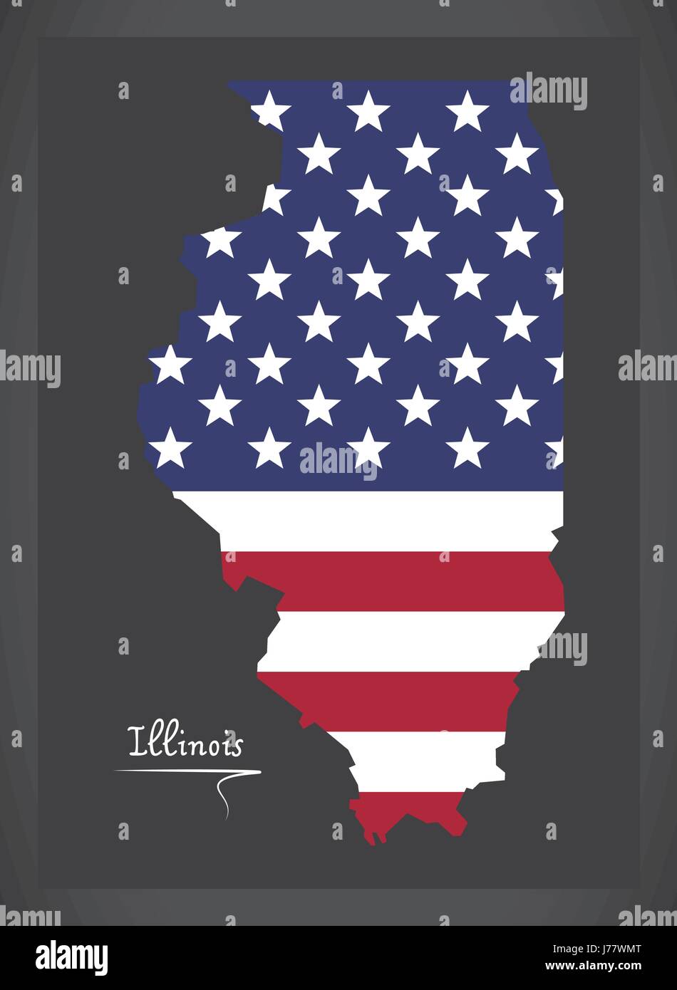 Illinois map with American national flag illustration Stock Vector ...