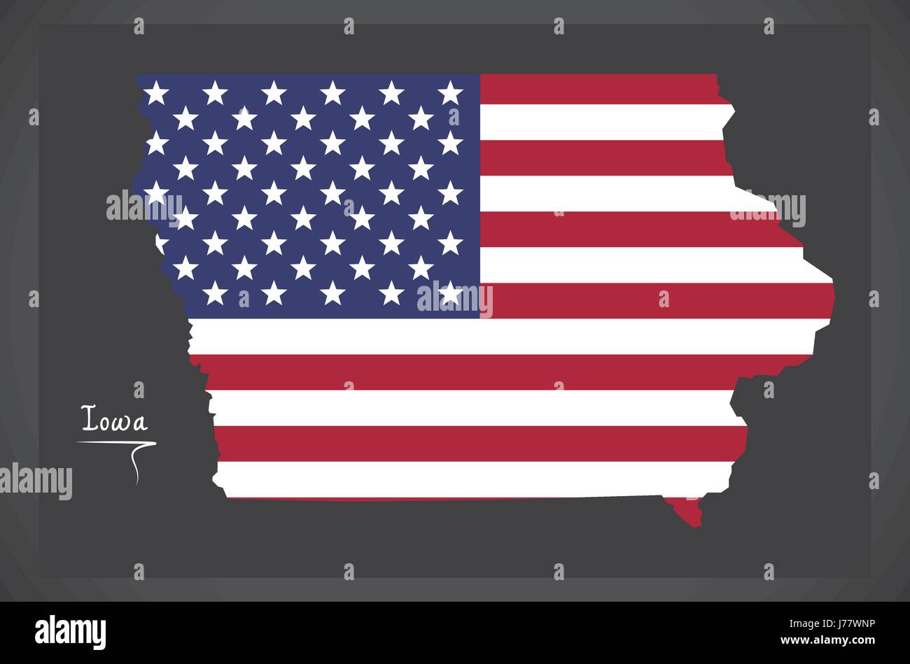 Iowa map with American national flag illustration Stock Vector Image ...