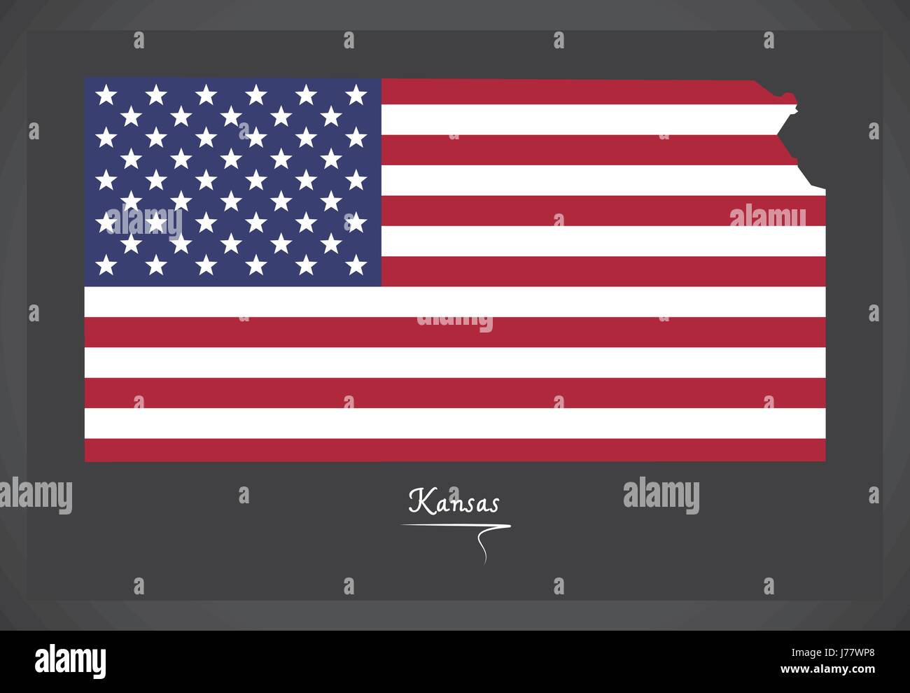 Kansas map with American national flag illustration Stock Vector Image ...