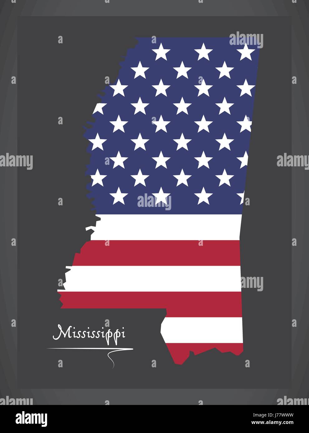 Mississippi map with American national flag illustration Stock Vector ...