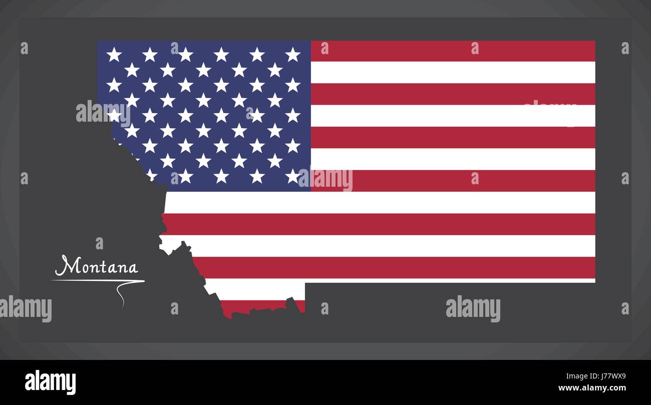 Montana map with American national flag illustration Stock Vector Image ...