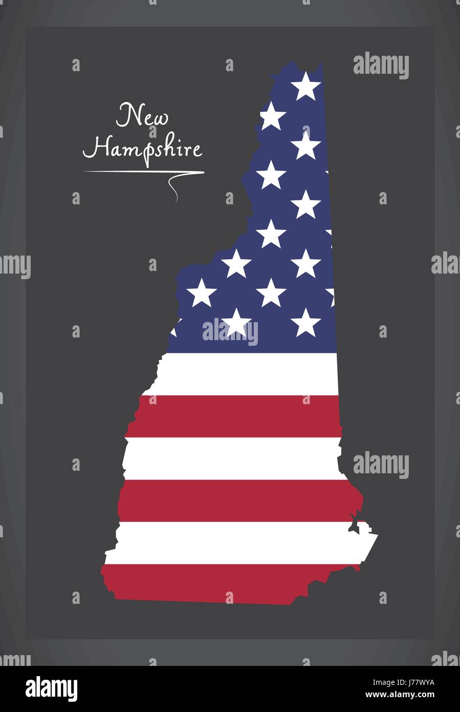 New Hampshire map with American national flag illustration Stock Vector ...