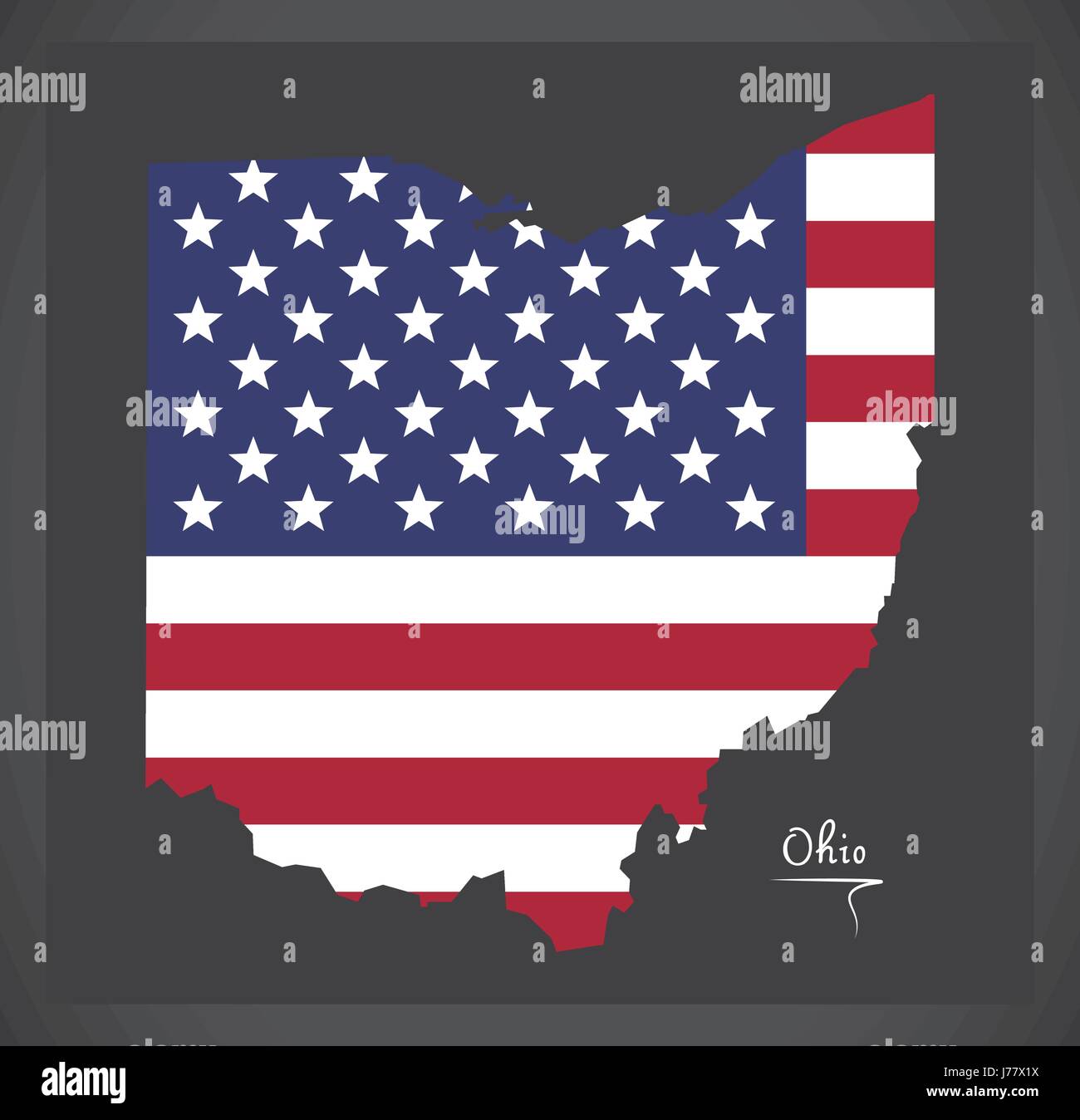Ohio map with American national flag illustration Stock Vector Image ...