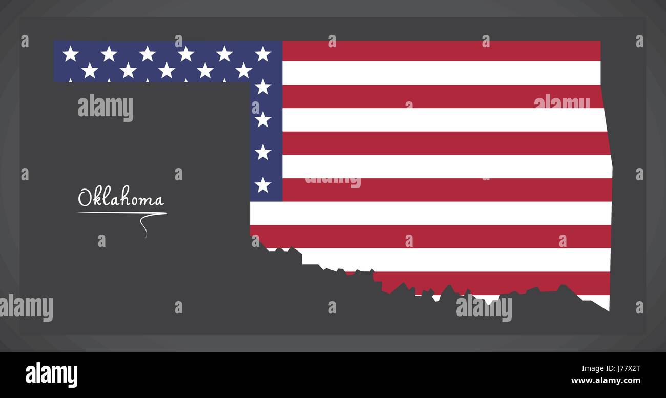 Oklahoma map with American national flag illustration Stock Vector ...