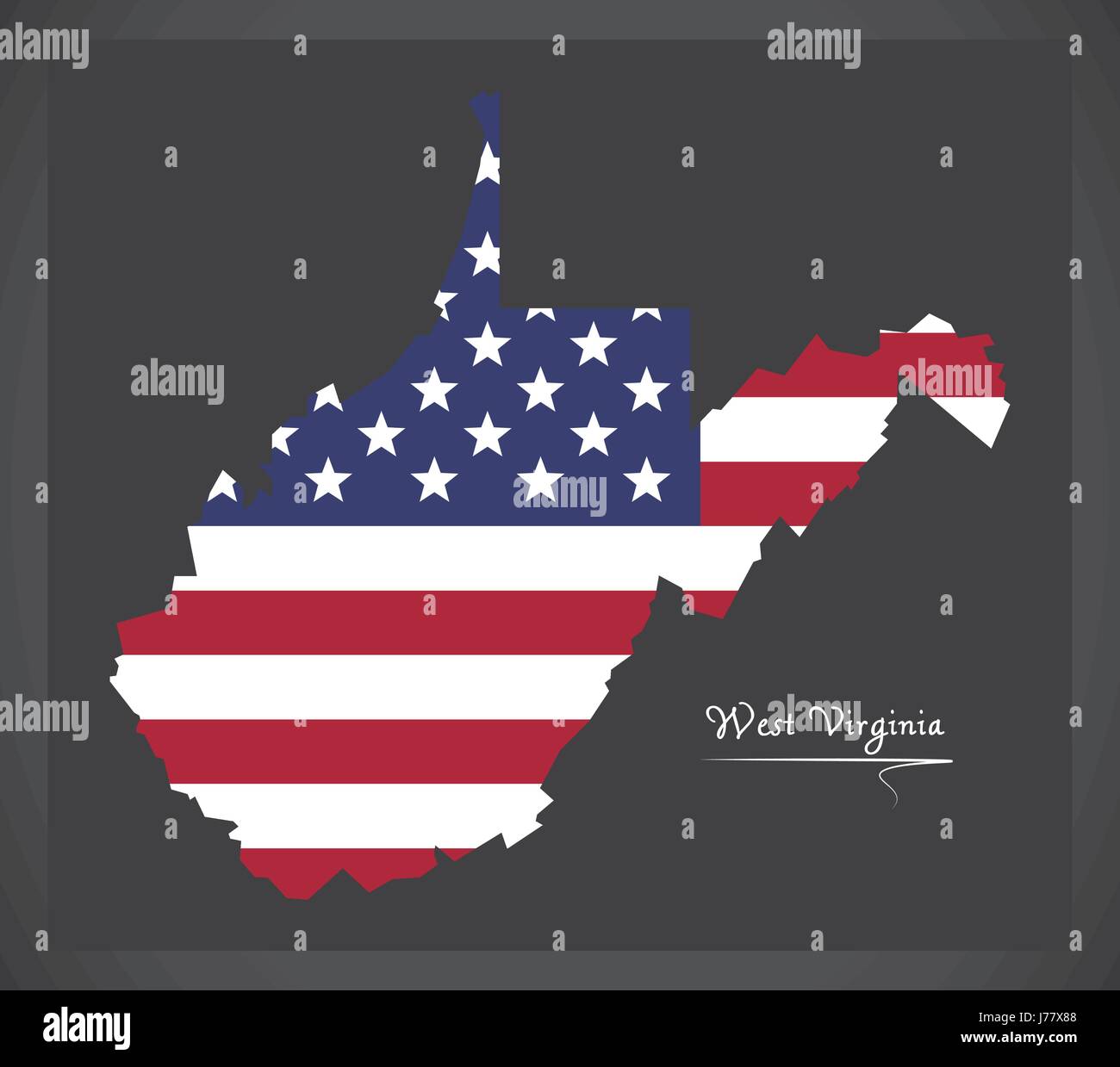 West Virginia map with American national flag illustration Stock Vector ...