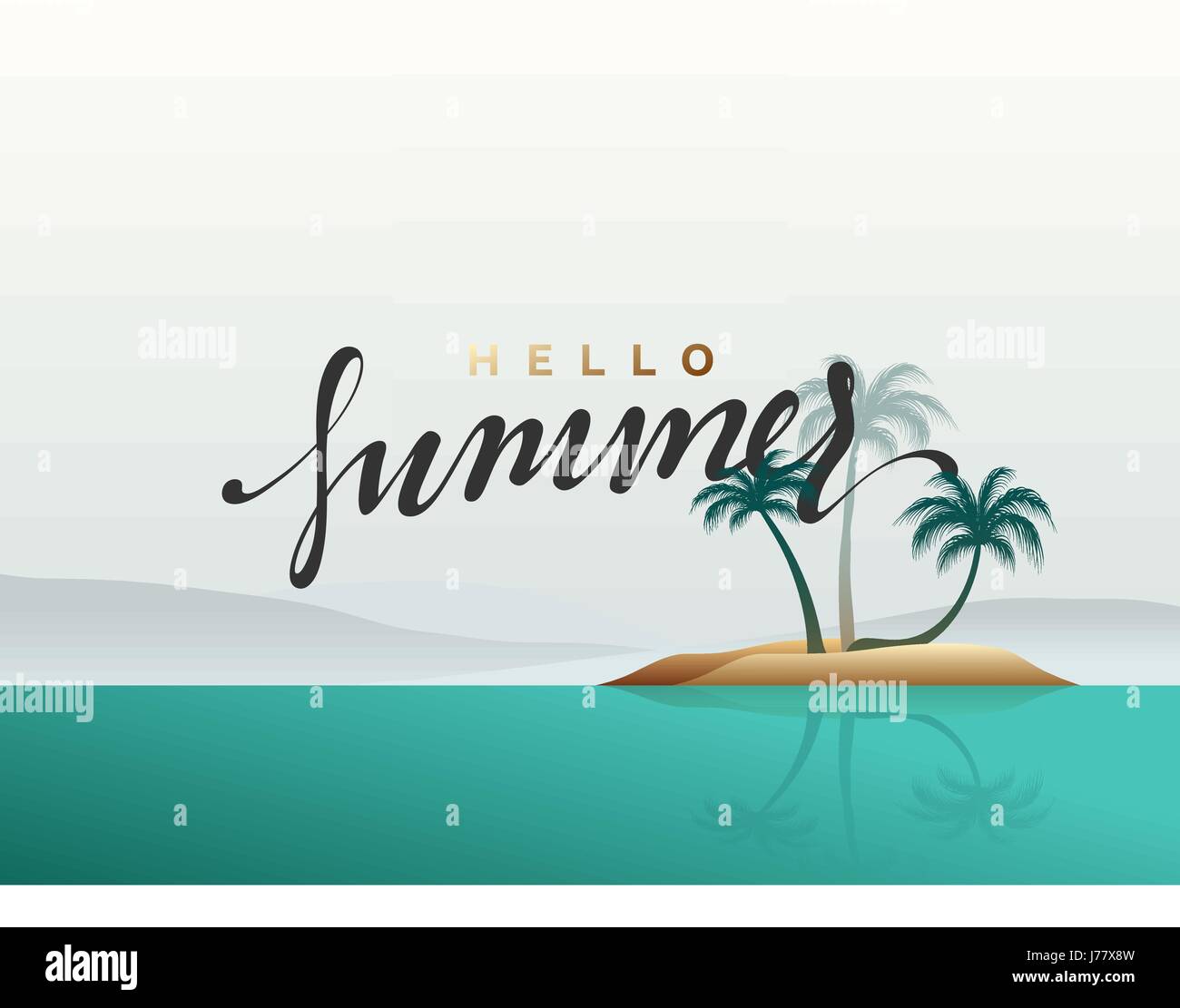 Palm trees mountains sunset Stock Vector Images - Alamy