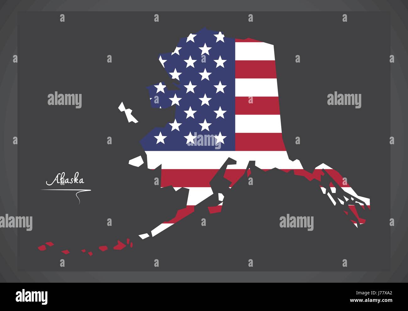 Alaska map with American national flag illustration.eps Stock Vector ...