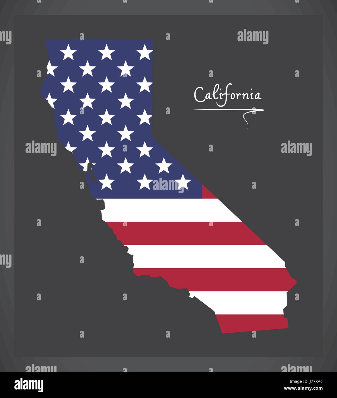 California map with American national flag illustration Stock Vector ...