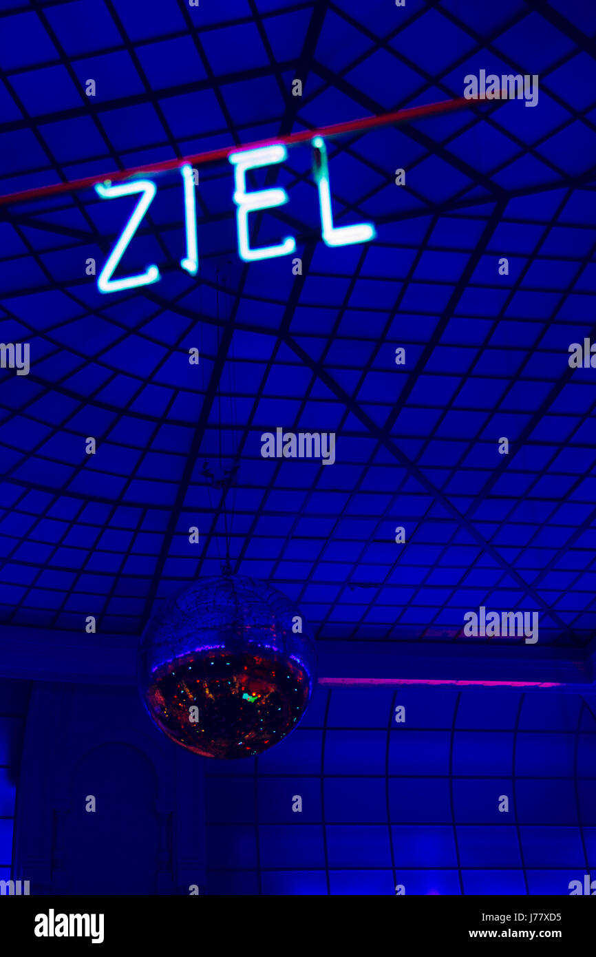 A neon sign on a museum ceiling in Berlin, Germany Stock Photo - Alamy