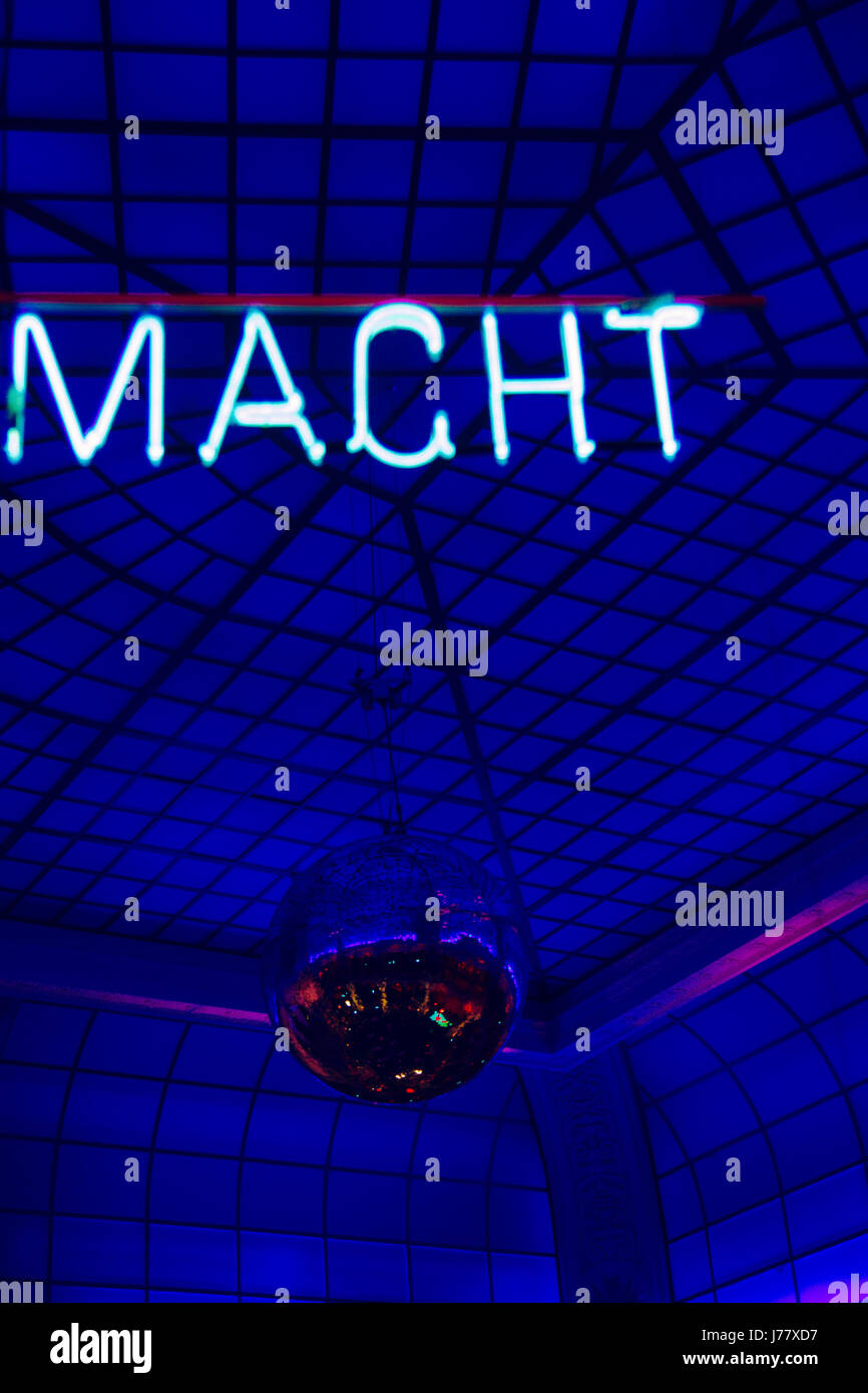 A neon sign on a museum ceiling in Berlin, Germany Stock Photo - Alamy