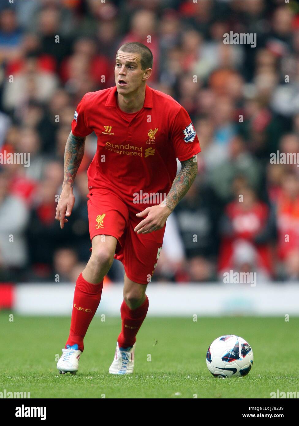 DANIEL AGGER LIVERPOOL FC LIVERPOOL FC ANFIELD LIVERPOOL ENGLAND 23 September 2012 Stock Photo ...