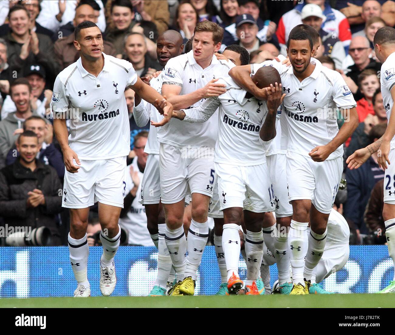 STEVEN CAULKER CELEBRATES WITH TOTTENHAM HOTSPUR V ASTON VILL LONDON ...