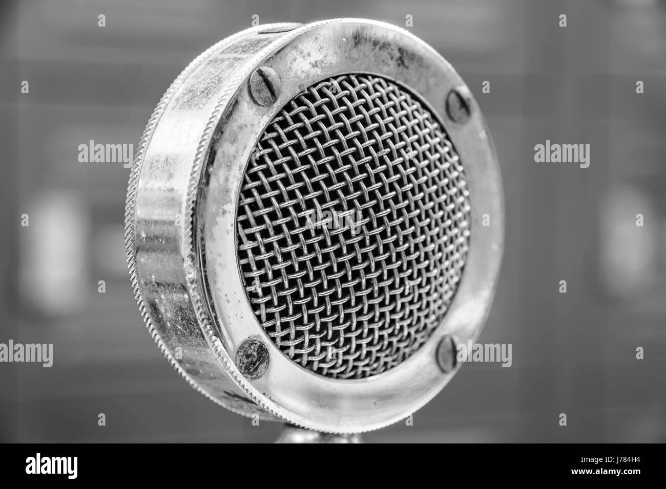 High contrast Antique Vintage Microphone with Grille I Stock Photo - Alamy