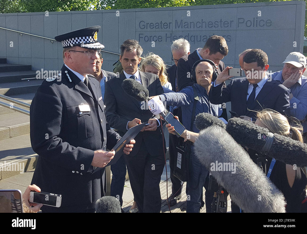 Greater Manchester Chief Constable Ian Hopkins delivers a statement ...