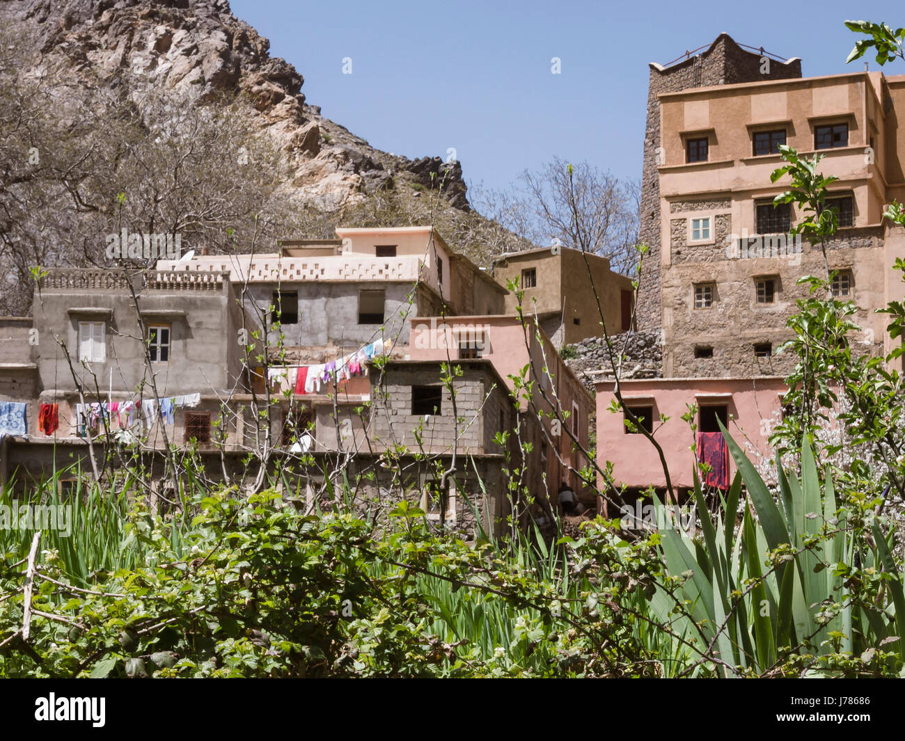 Laundry Day in a Berber Village, Atlas Mountains, Morocco Stock Photo ...