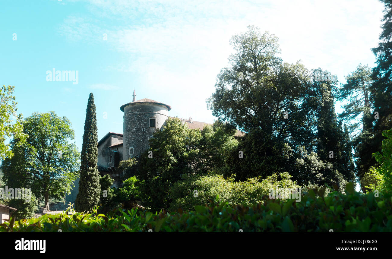 Medieval castle in the forest, landscape Stock Photo - Alamy