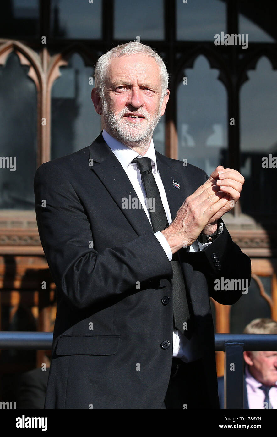 Labour leader Jeremy Corbyn during a vigil in Albert Square, Manchester ...